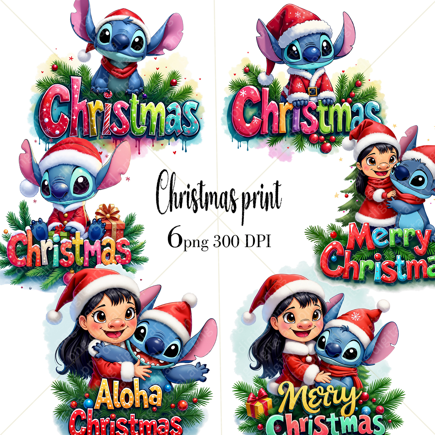 Christmas Stitch, Lilo & Stitch Prints - ArtHappyStore