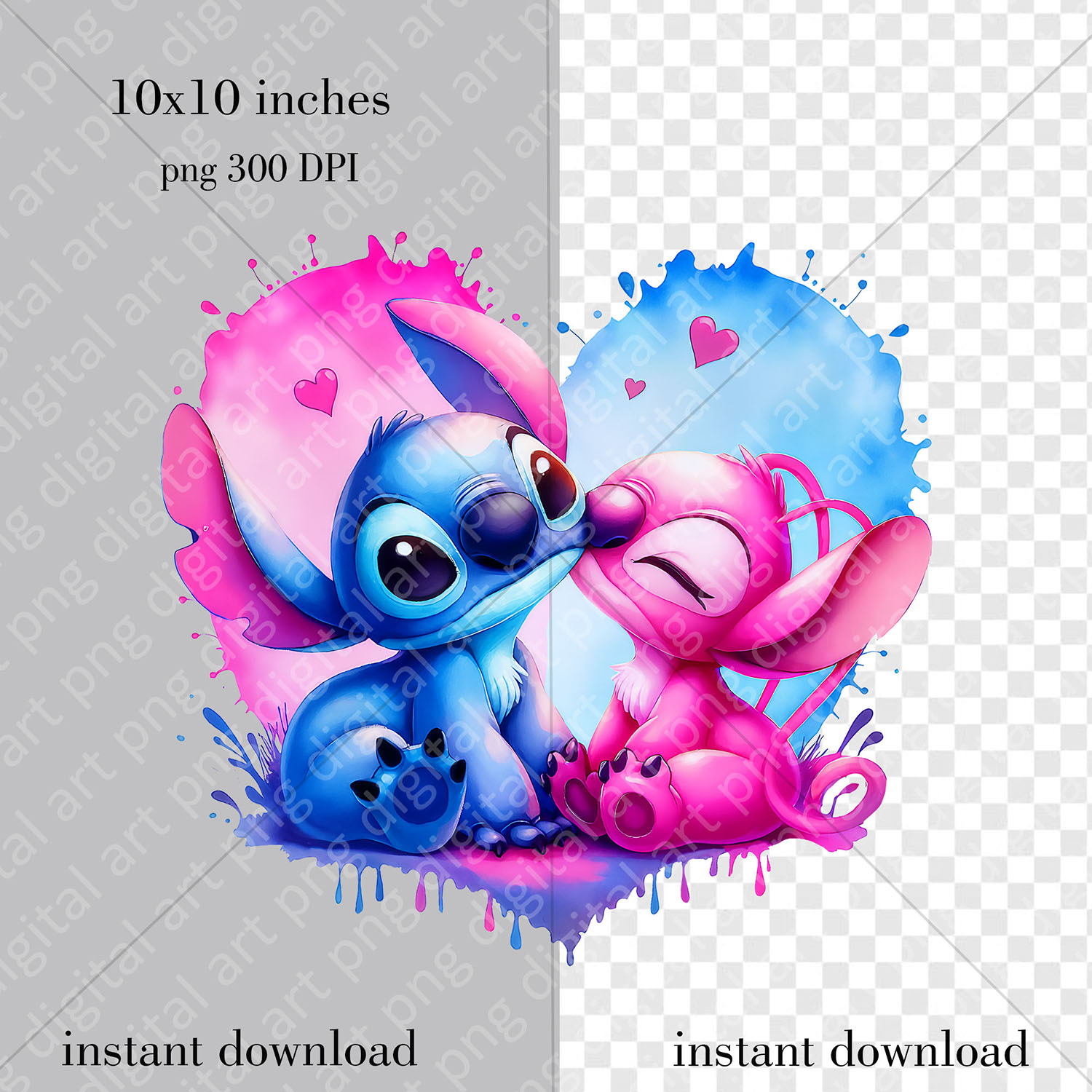 Stitch and Angel PNG Set - ArtHappyStore
