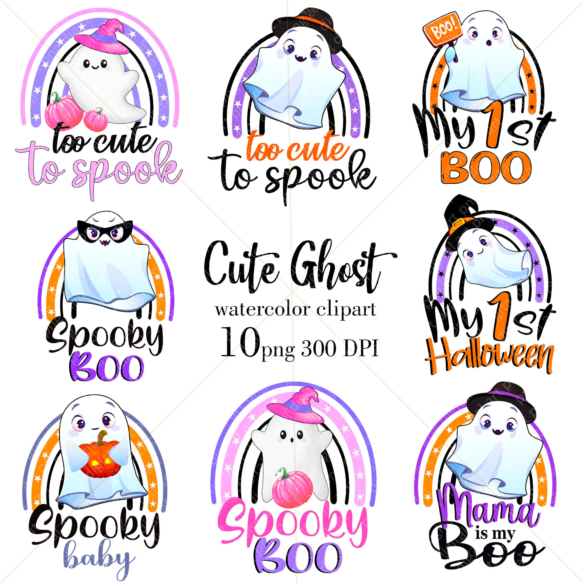 Little Ghost Halloween set png - ArtHappyStore