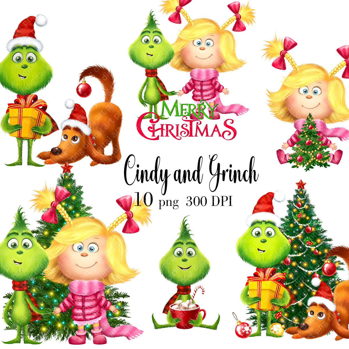 Cindy and Grinch png print, Christmas Print, Cindy and Grinch ...