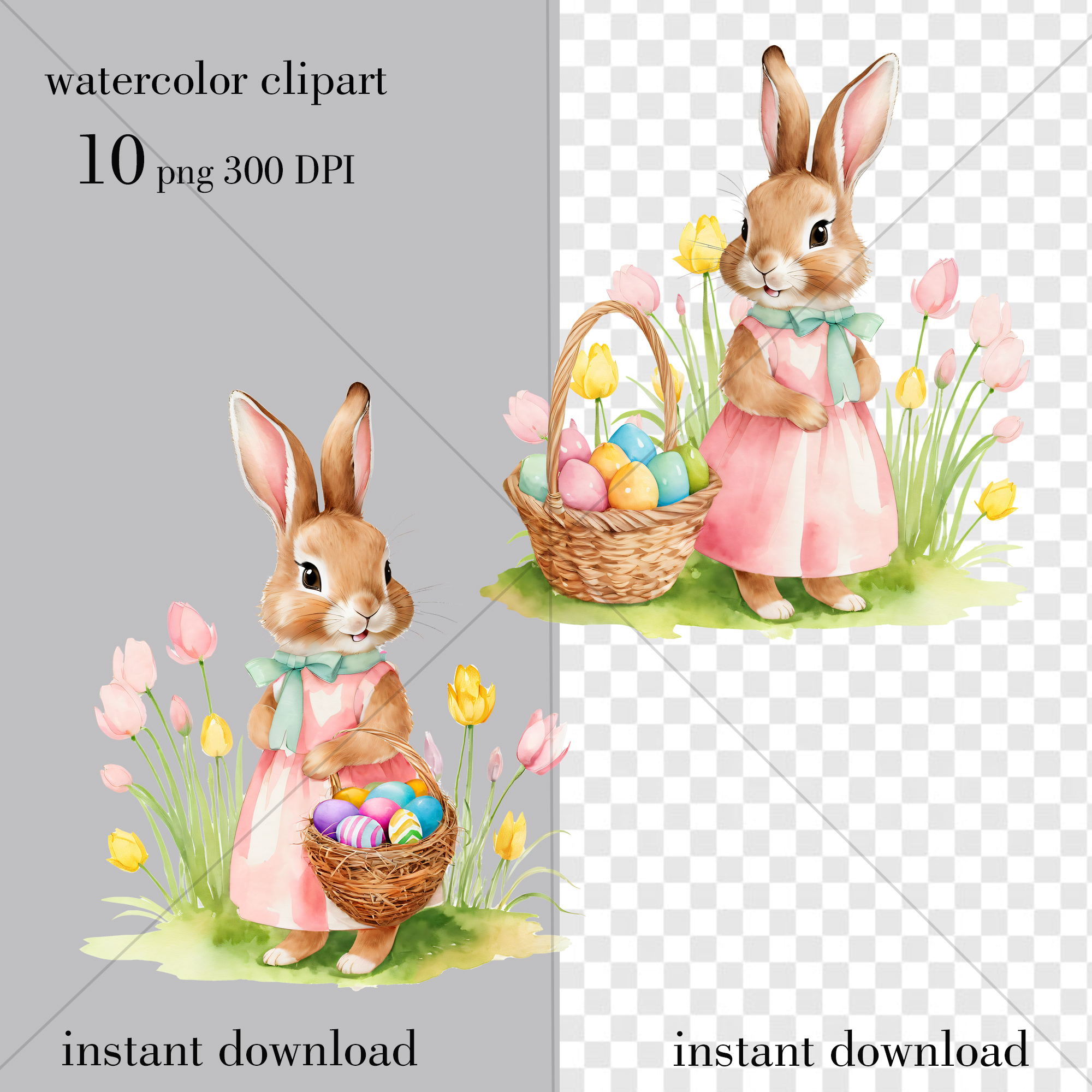 Easter Bunny, Peter Rabbit Watercolor clipart - ArtHappyStore