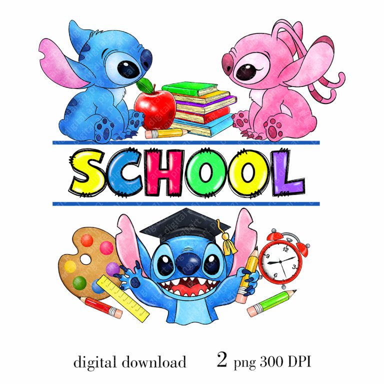Lilo and Stitch School Design, Cute Cartoon School Clip Art, Stitch and ...