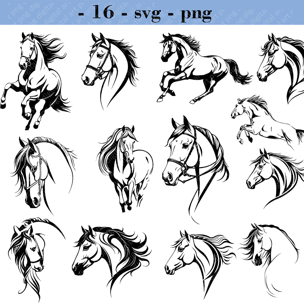 Horse SVG Bundle, Horse Clipart, Horse Head SVG, Silhouette, Horse ...