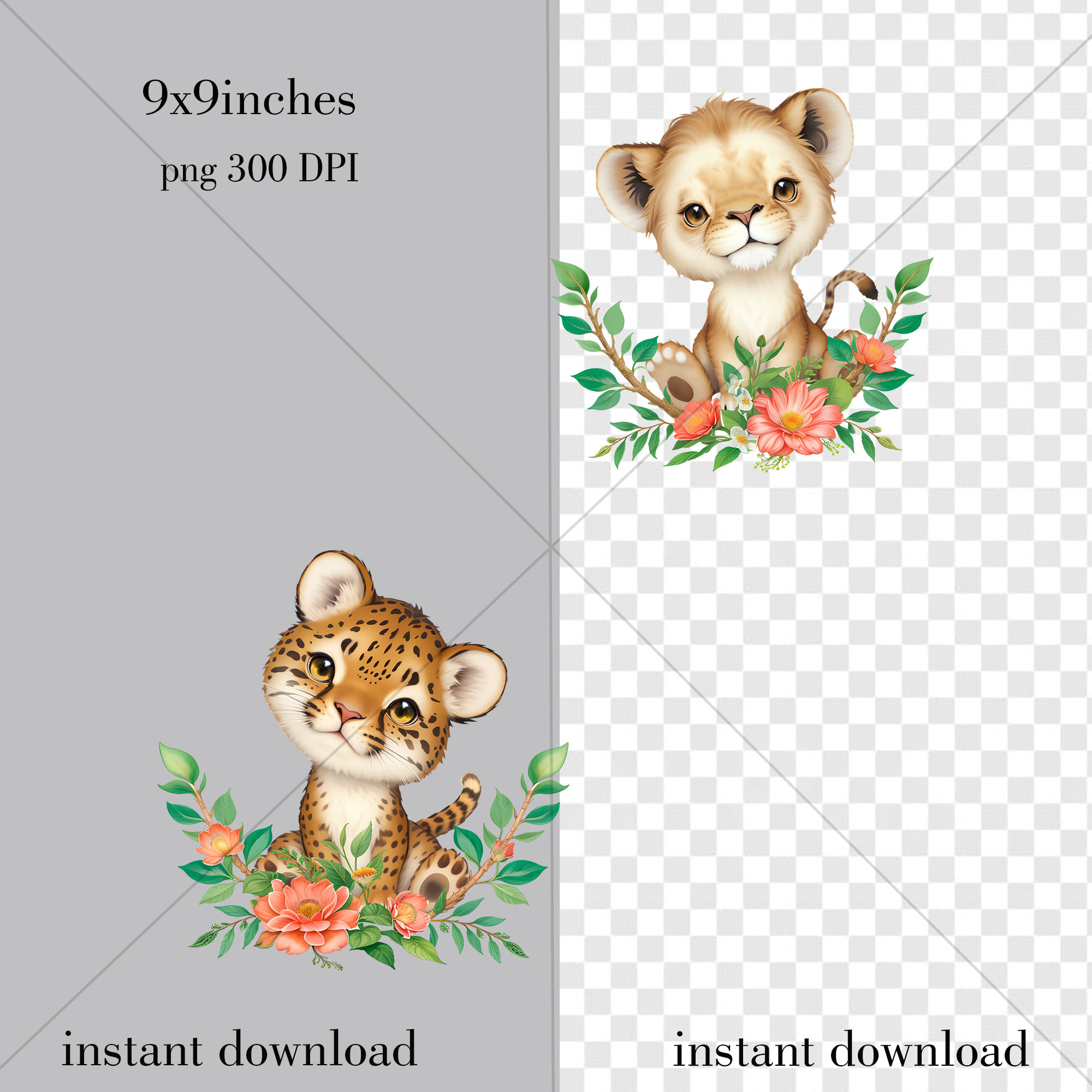 African Baby Animals, Watercolor African Animals PNG, Nursery Decor ...