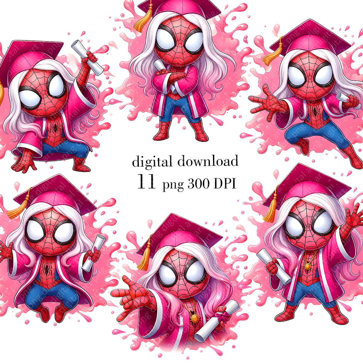 Spider-Girl Graduation Clipart,11 PNG Superhero Girl Grad Designs ...